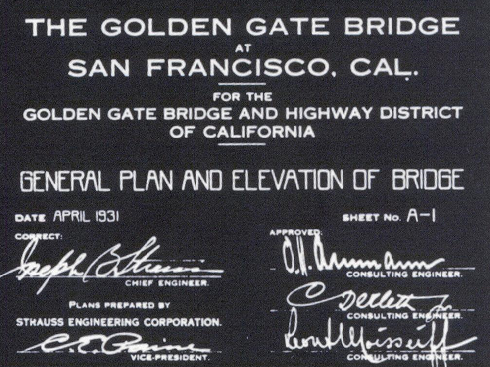 Golden Gate Bridge General Plan and Elevation Blue Print – Sausalito ...