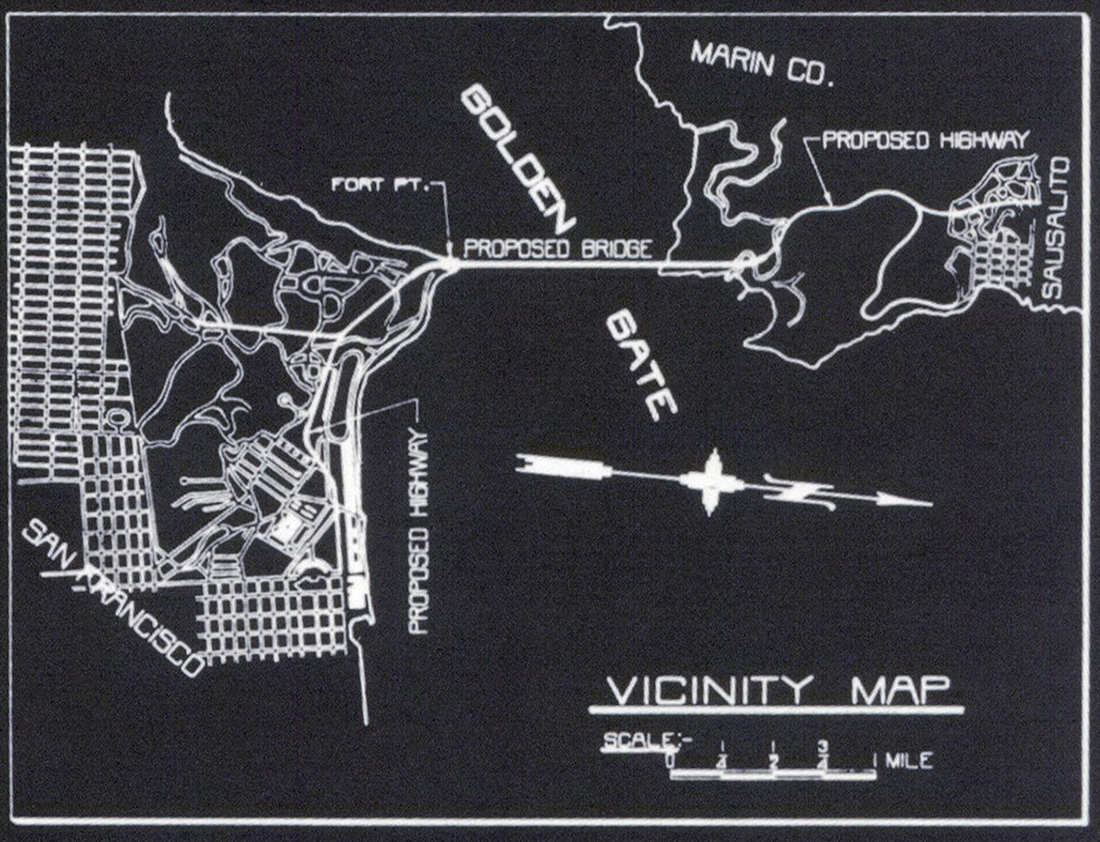 Golden Gate Bridge General Plan and Elevation Blue Print – Sausalito ...